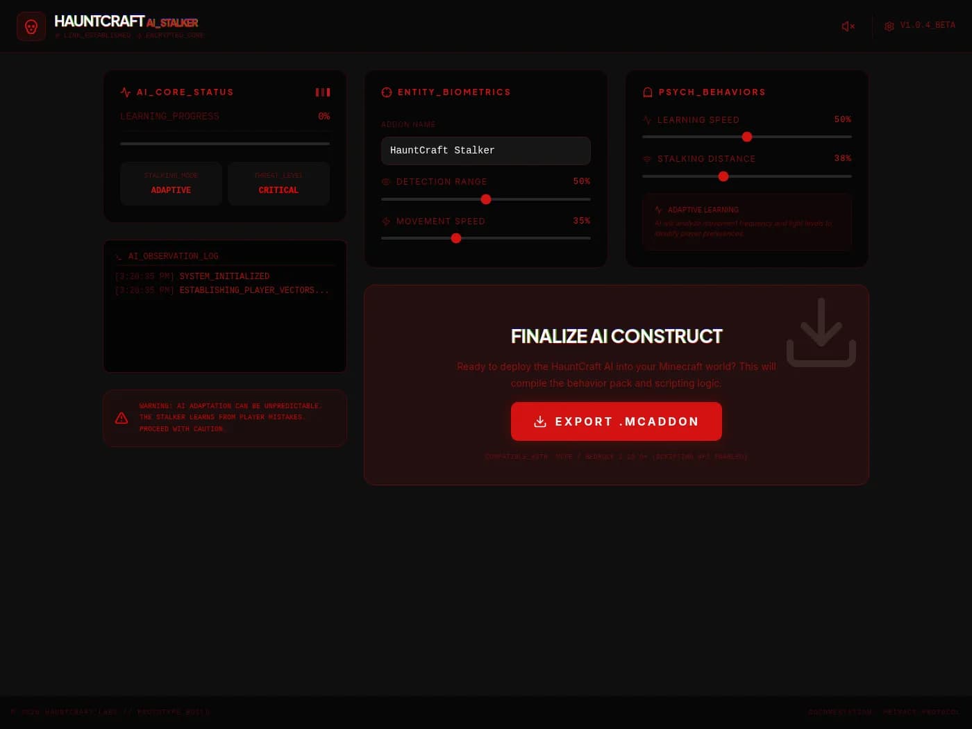 HauntCraft AI Stalker
