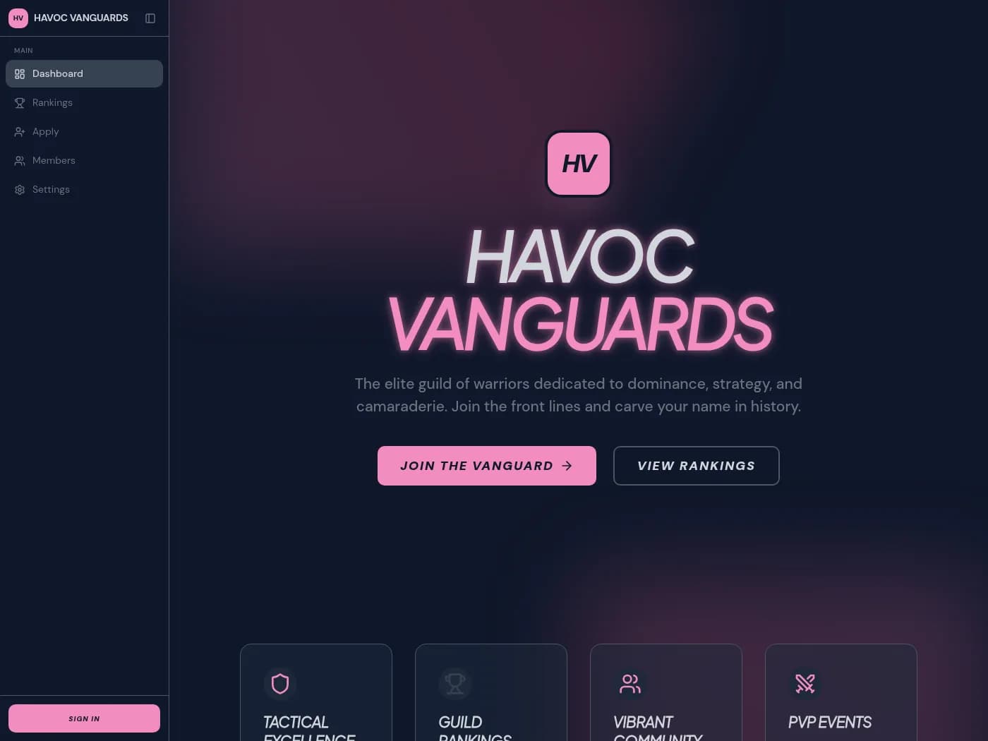 Havoc Vanguards Hub