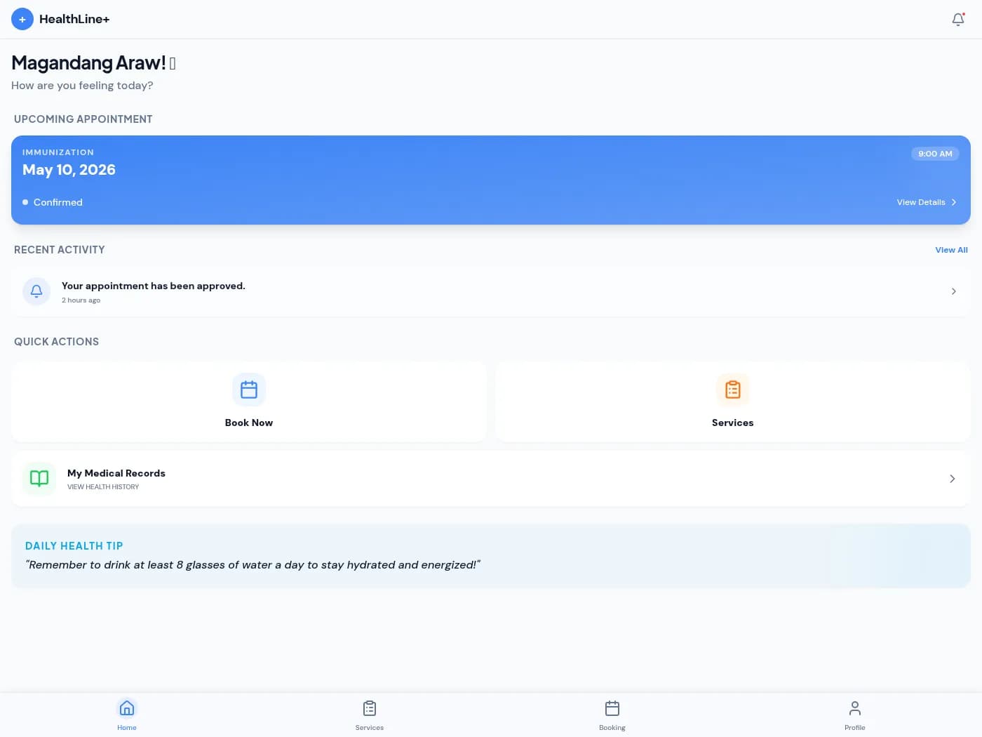 HealthLine+ Mobile Web App
