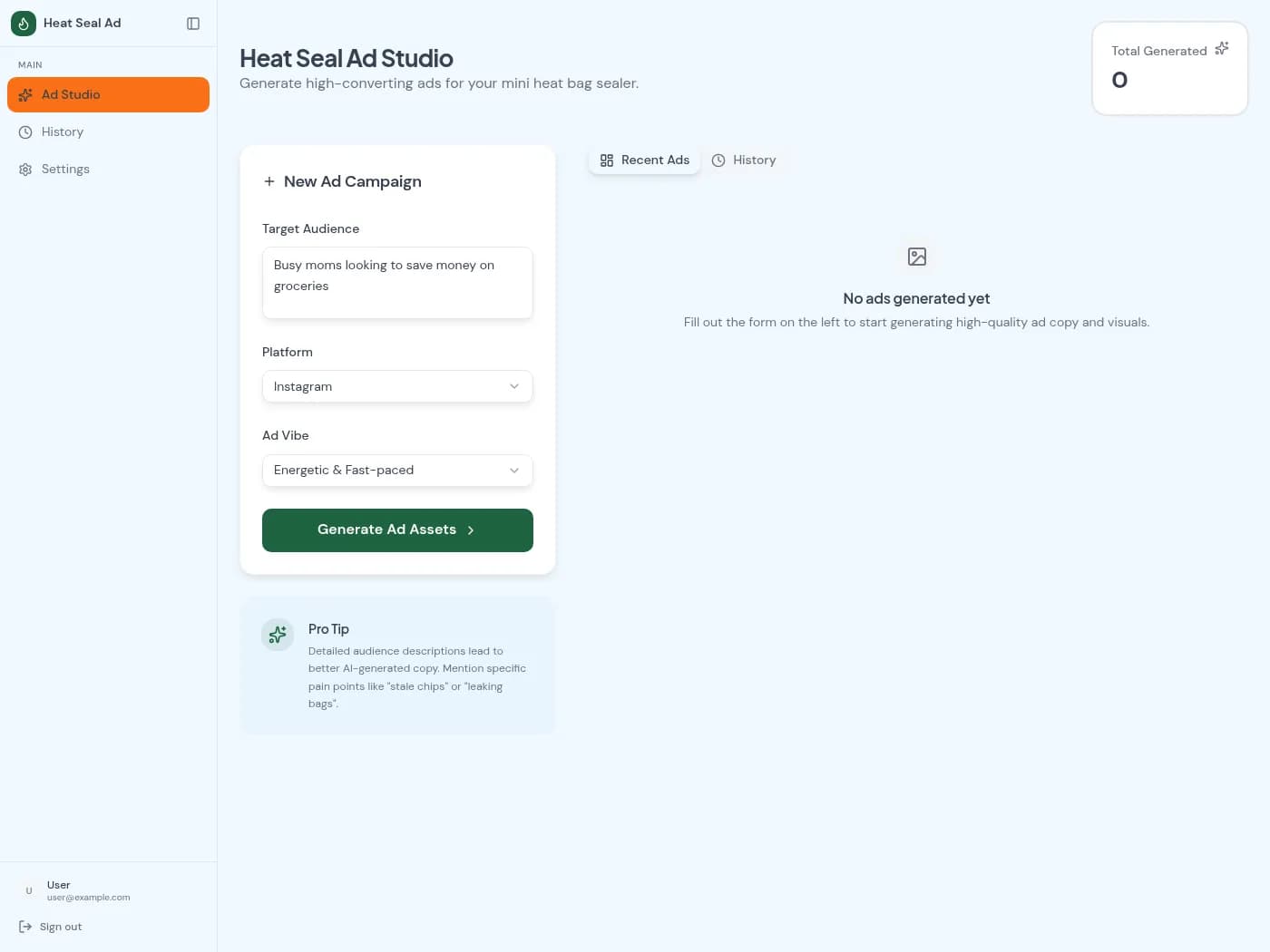 Heat Seal Ad Generator