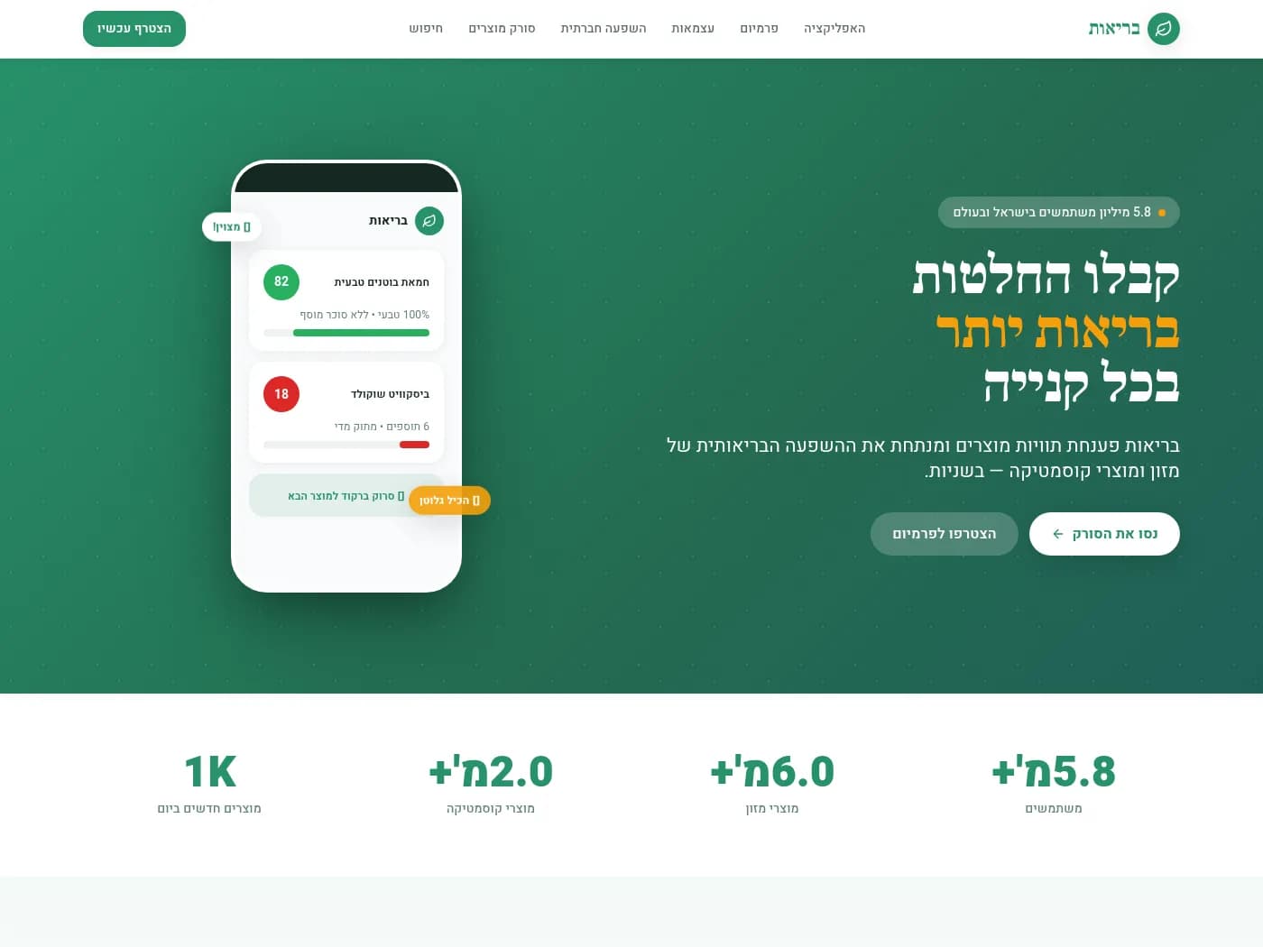 Yuka Clone Hebrew Edition