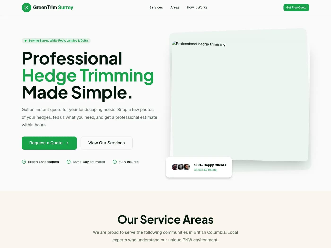 Hedge Trim Landing Page