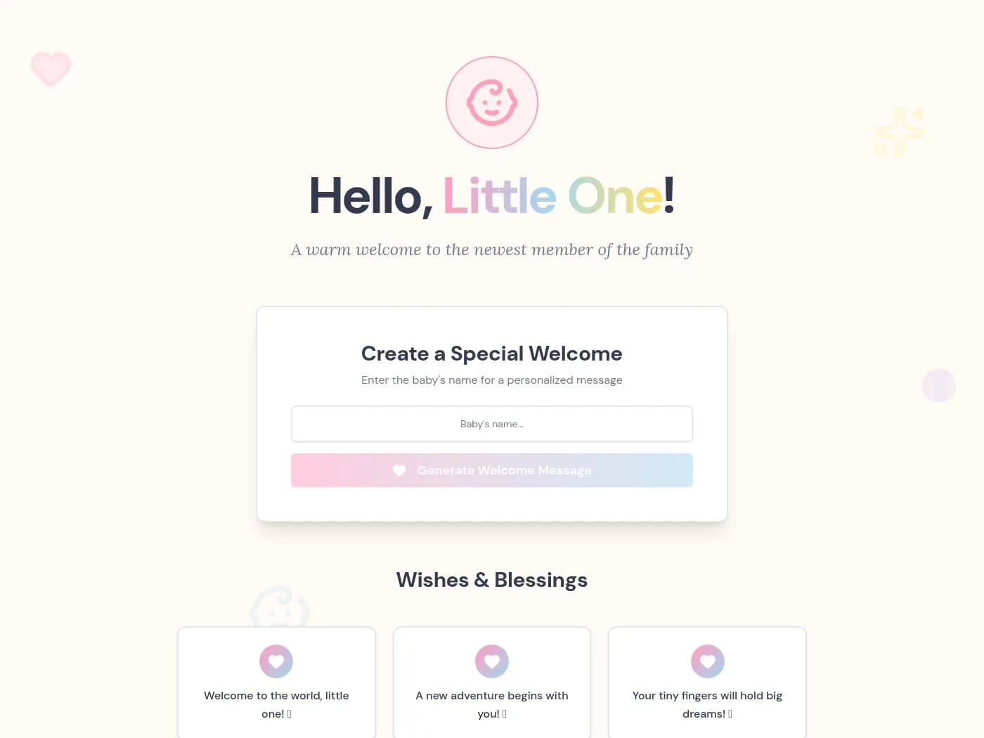 Hello Baby Page