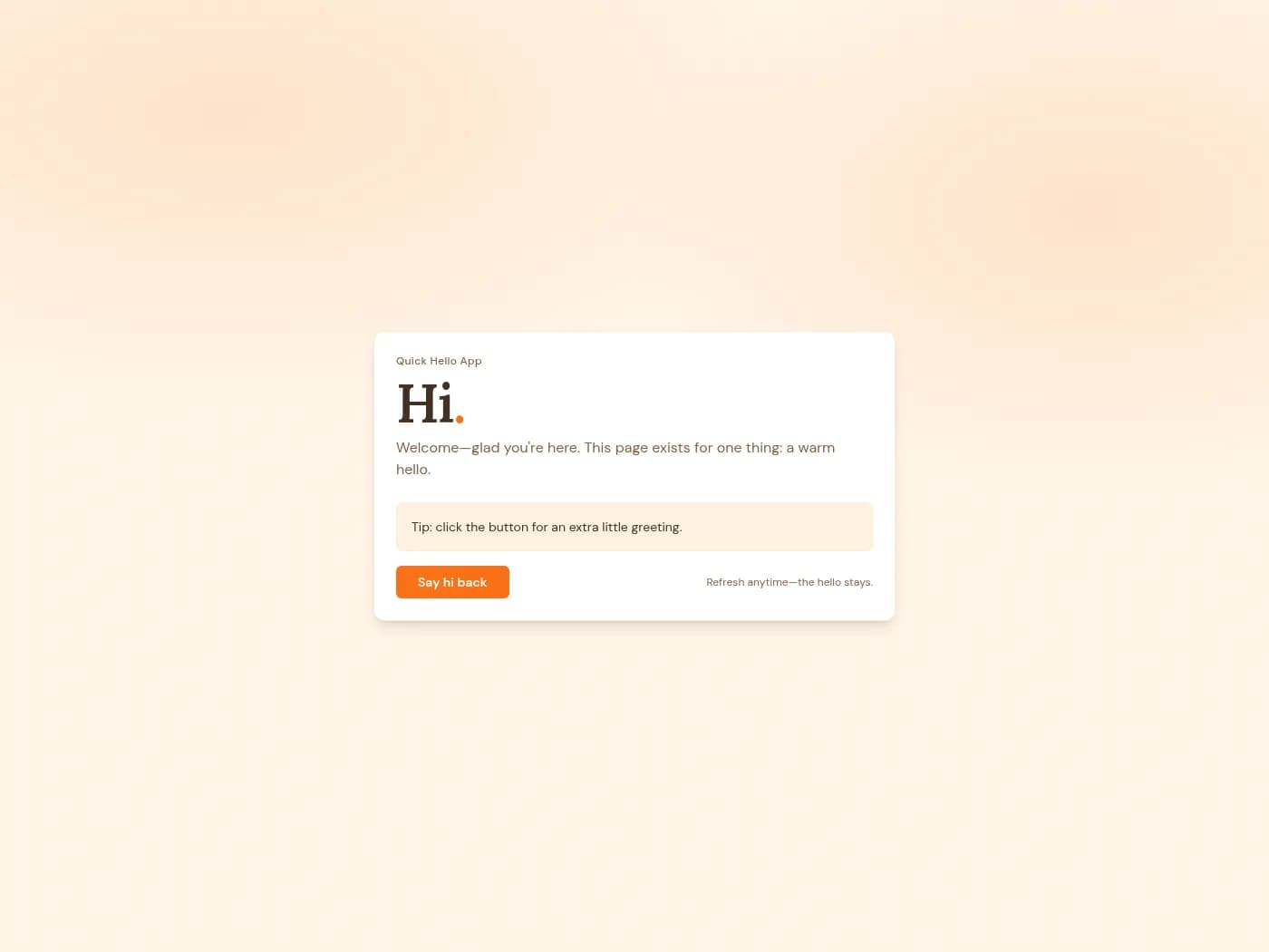 Quick Hello App