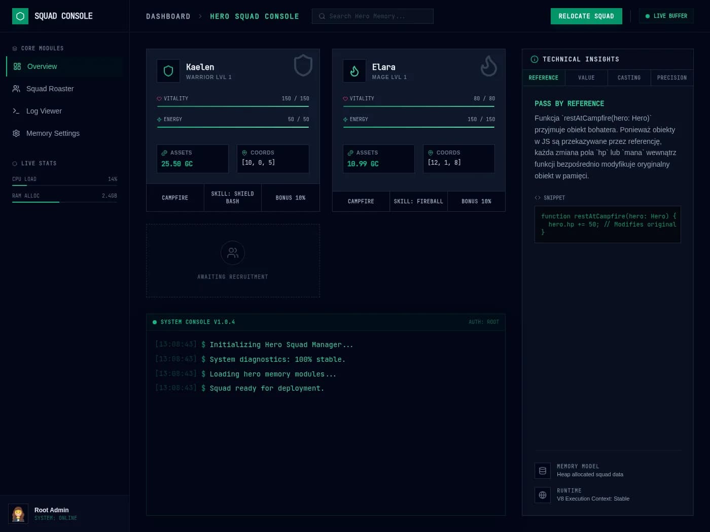 Hero Squad Console Manager