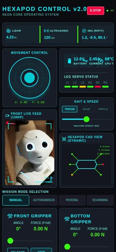 Hexapod Control Dashboard