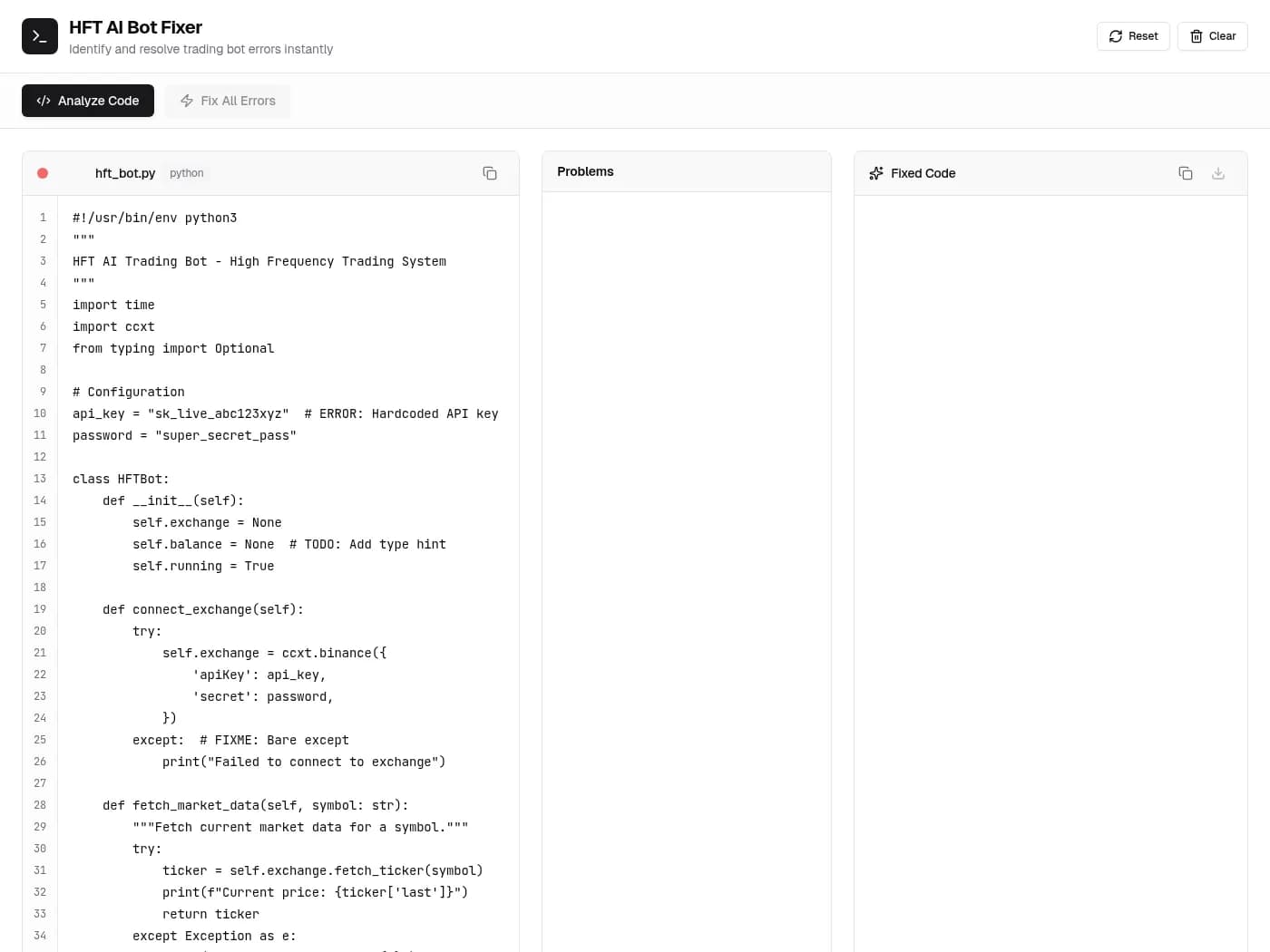 HFT AI Bot Fixer