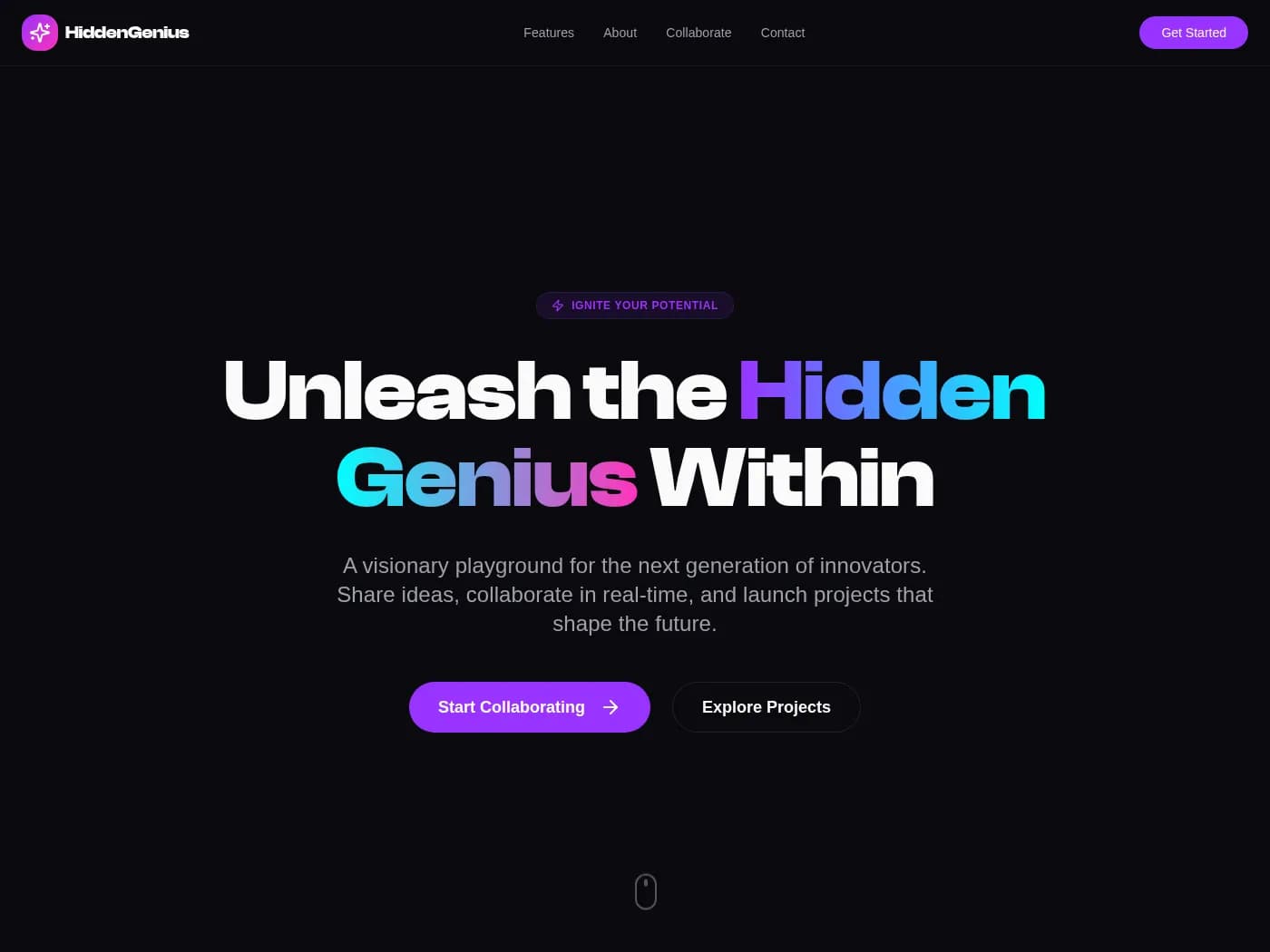 HiddenGenius Landing
