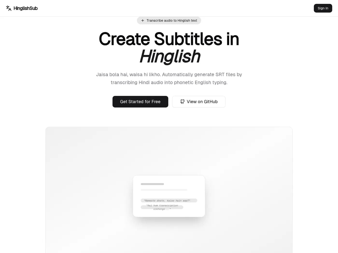 Hinglish Subtitles Generator