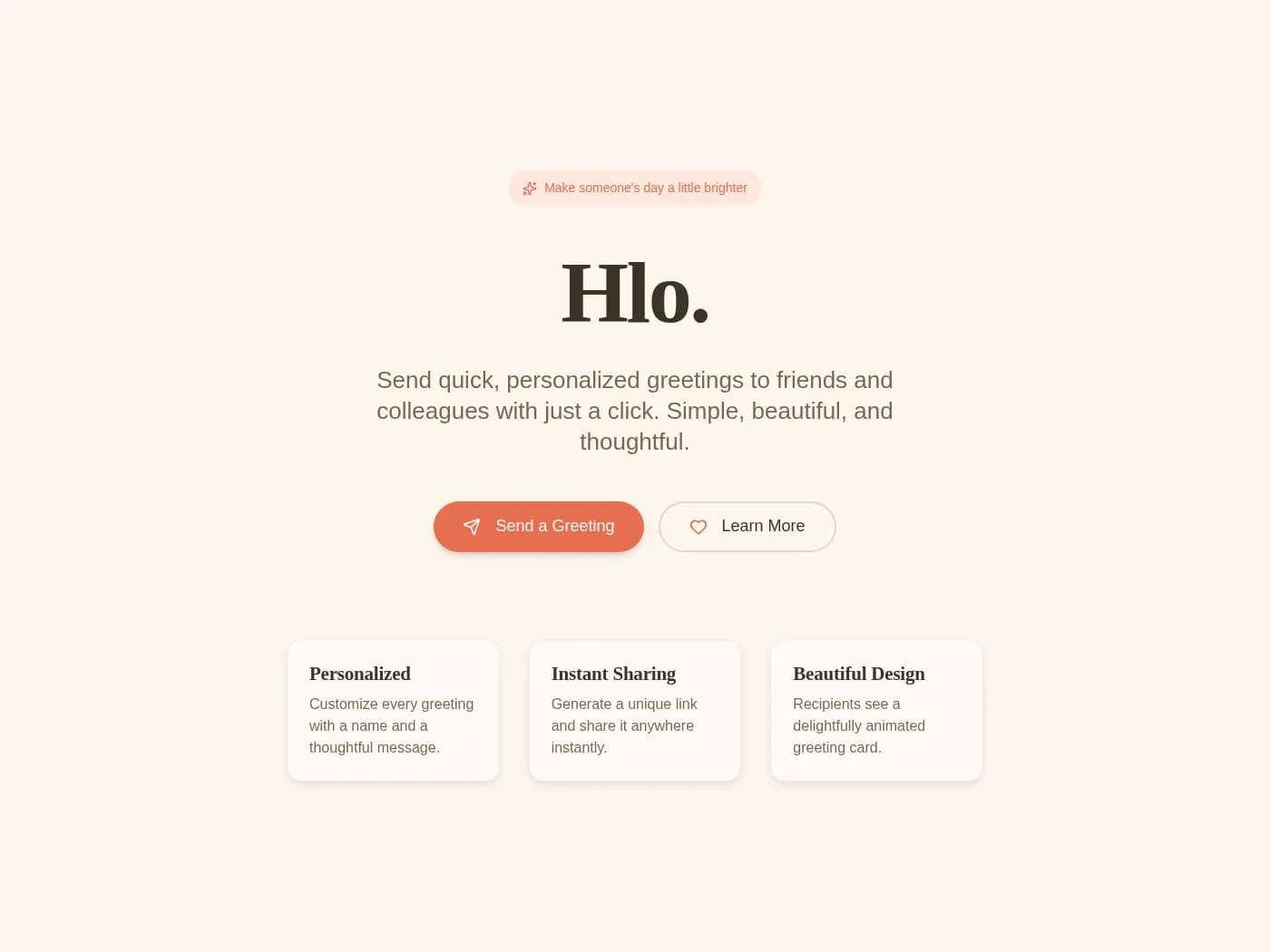 Hlo Greeting App