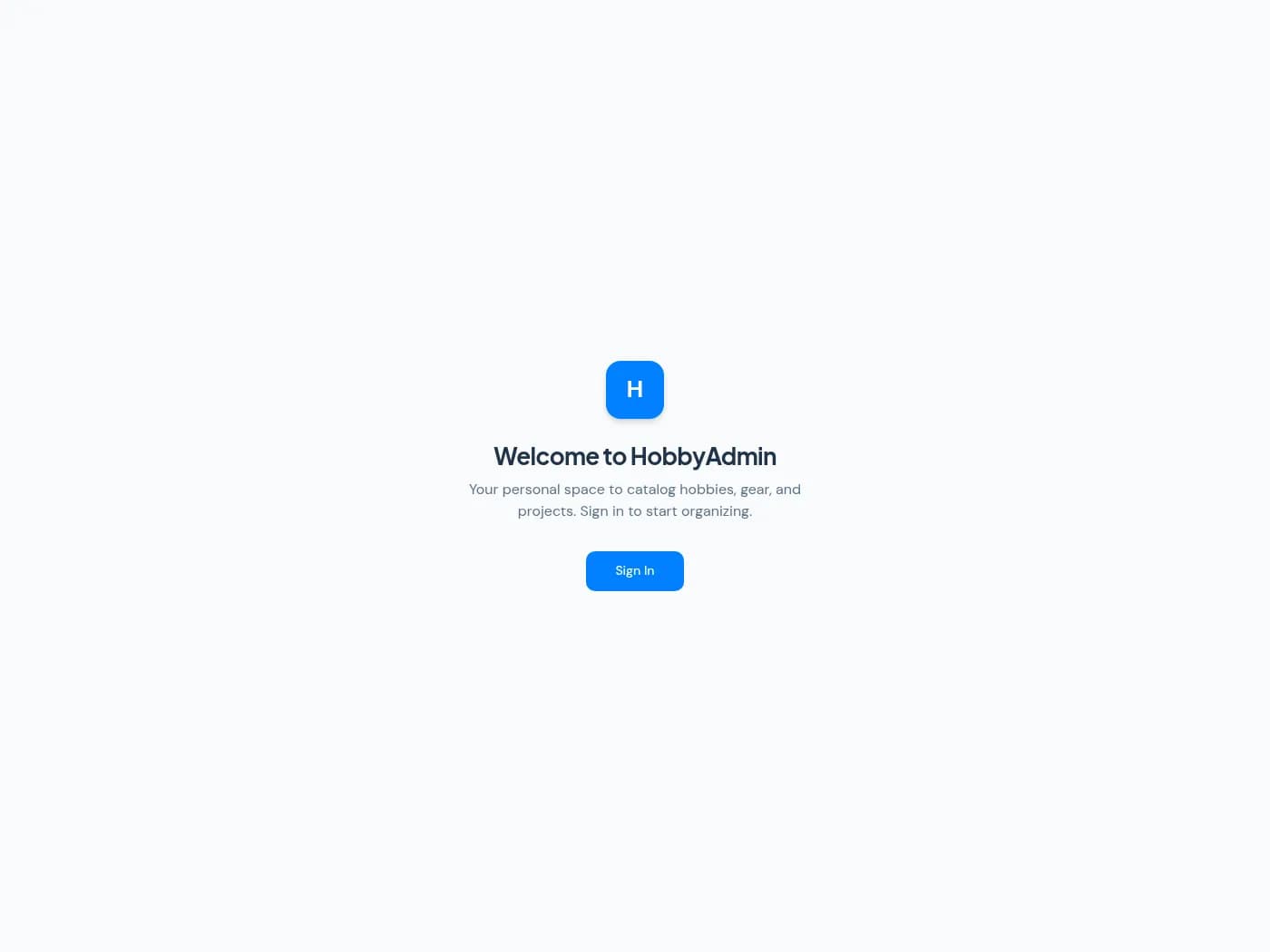 HobbyAdmin Dashboard