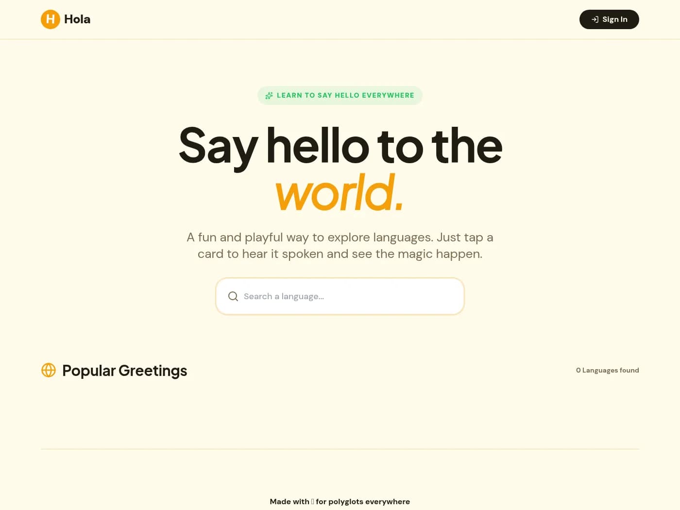 Hola Greeting App