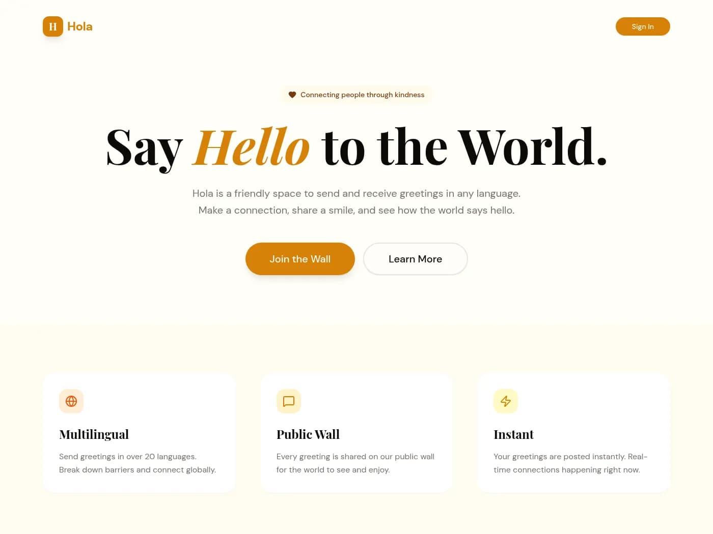 Hola Greeting App