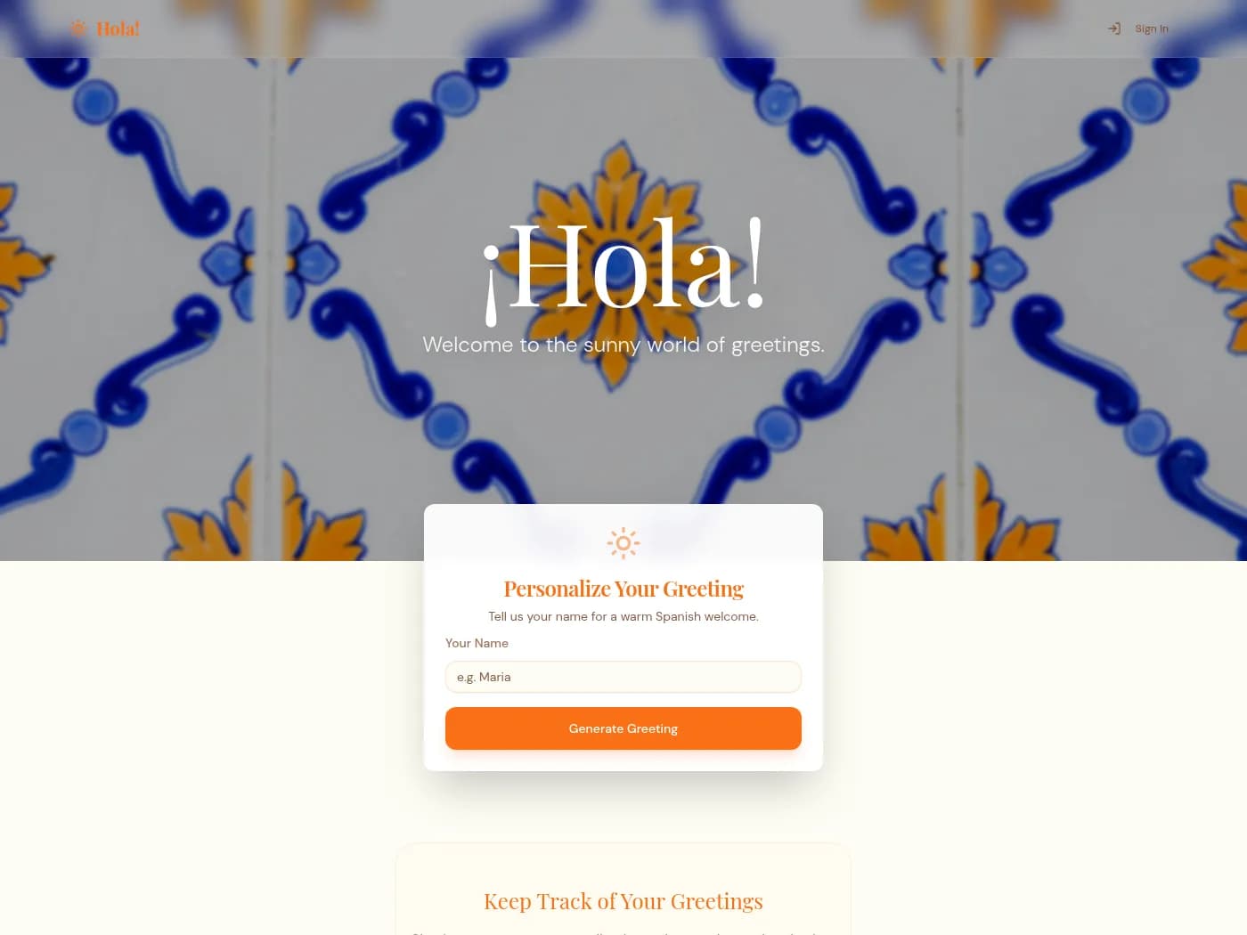 Hola Greeting App