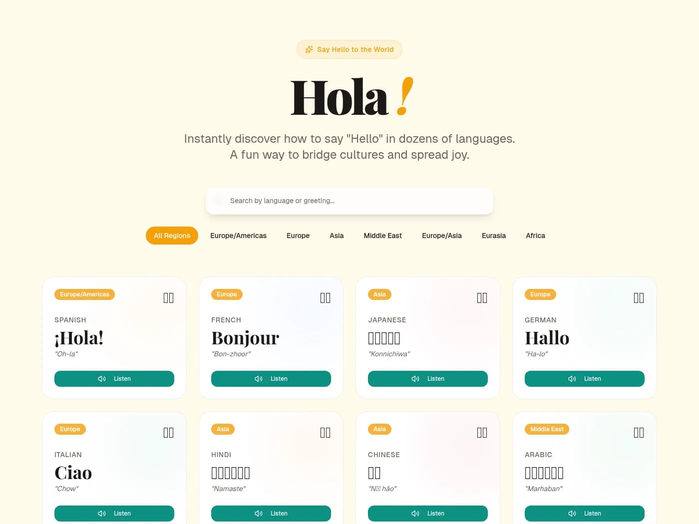 Hola Greeting App