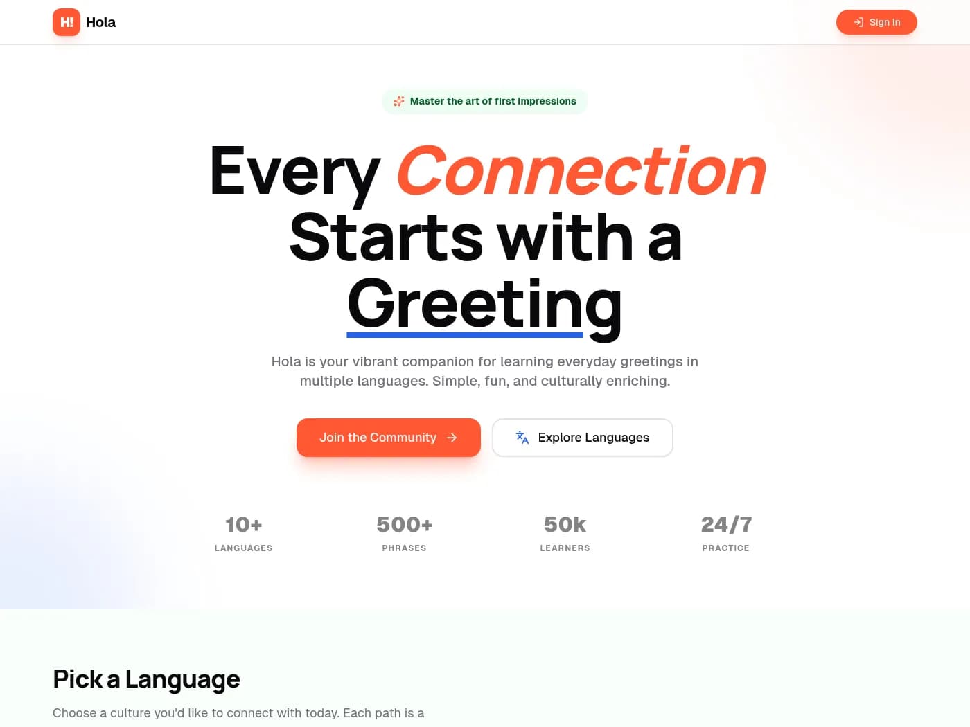 Hola Greetings App