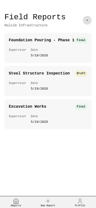 Holcim Field Reports