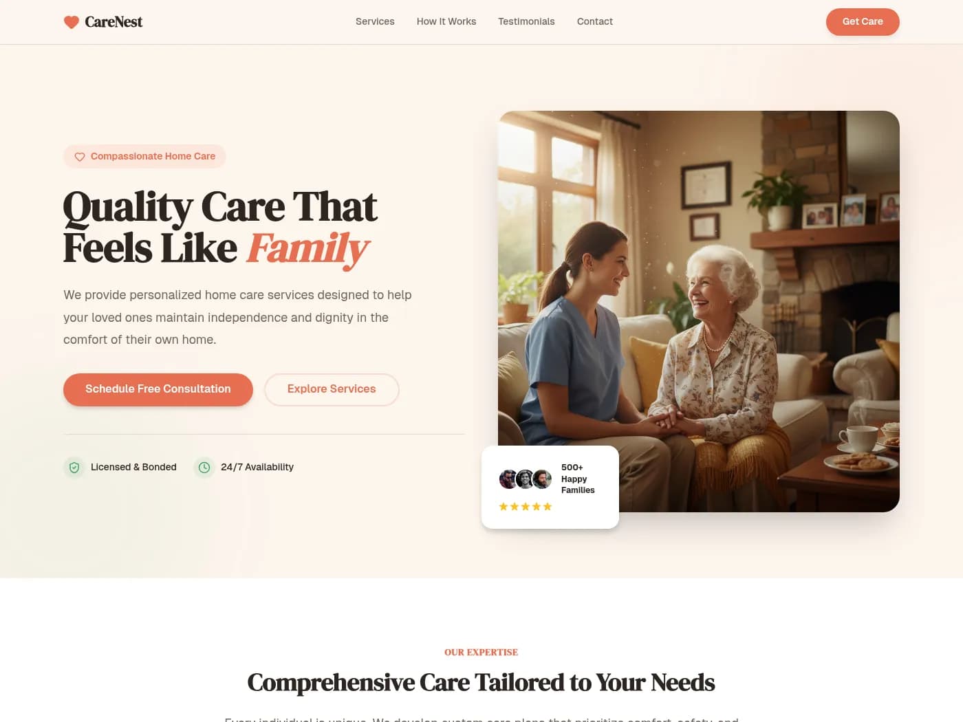 CareNest Landing Page