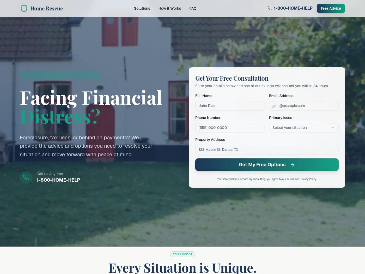 Home Rescue Landingpage