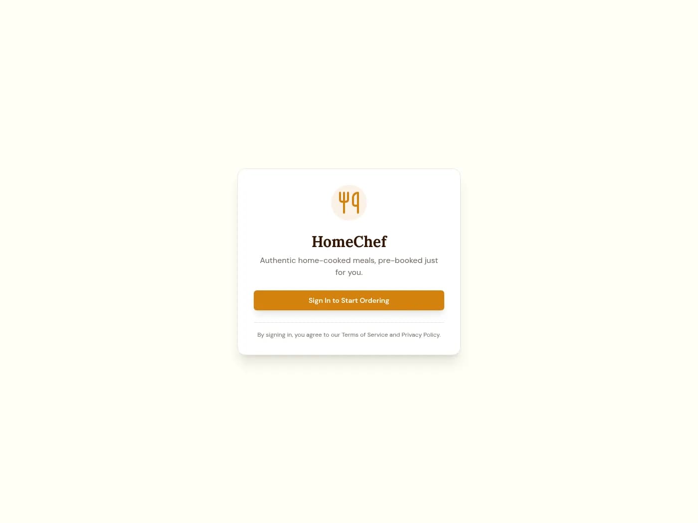 HomeChef Pre-Booking App
