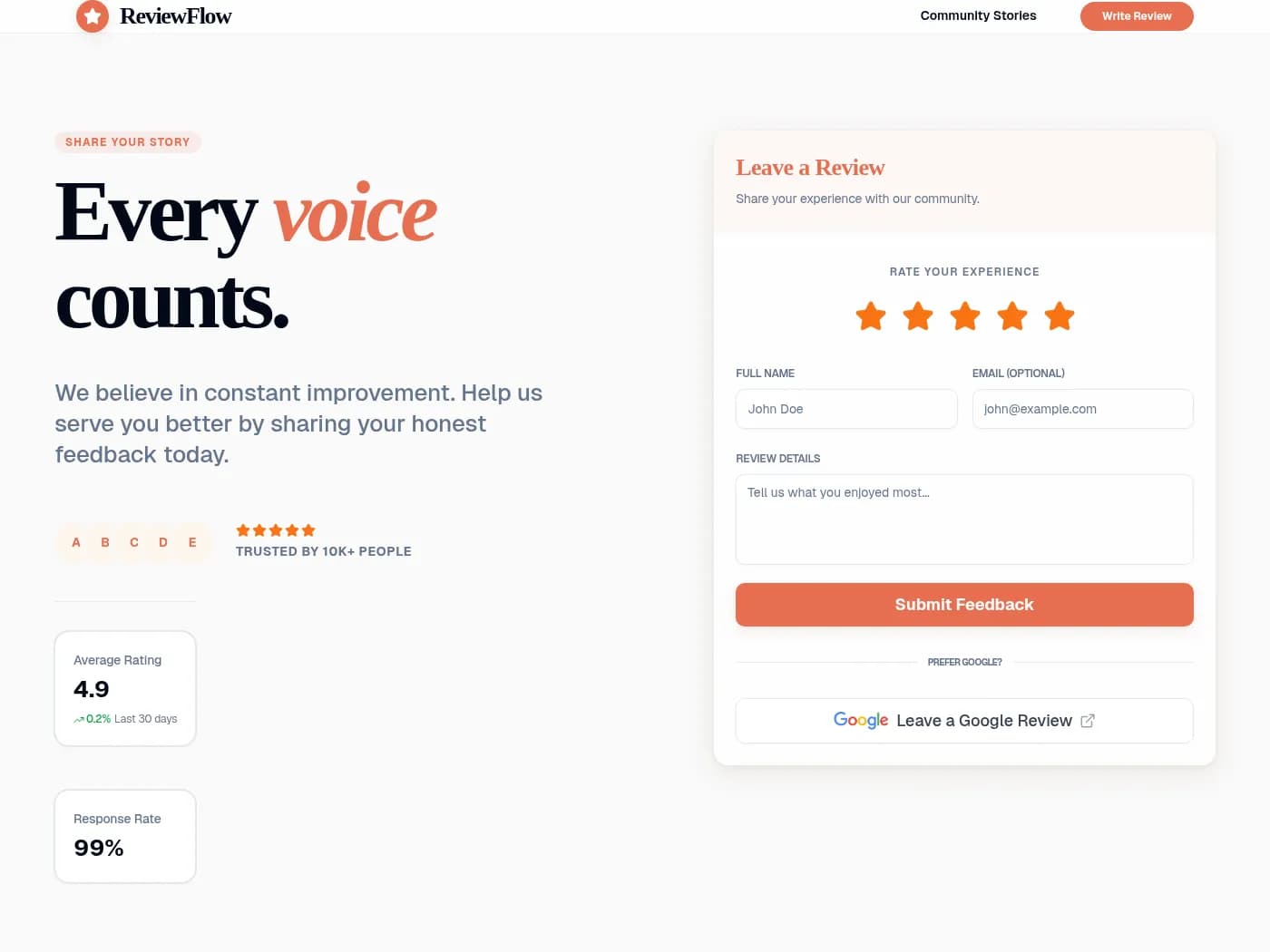 Homepage Review Flow