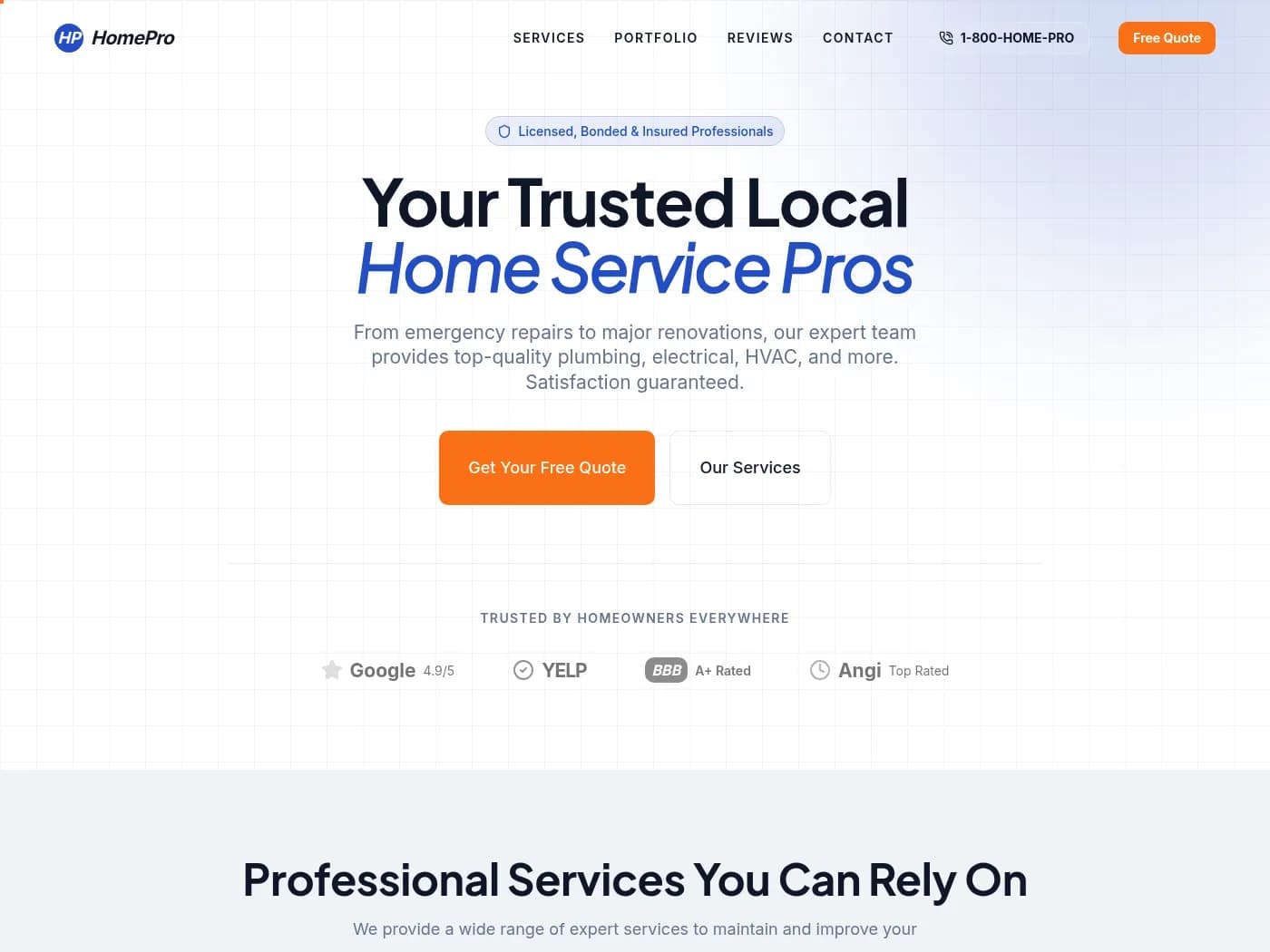 HomePro Service Website