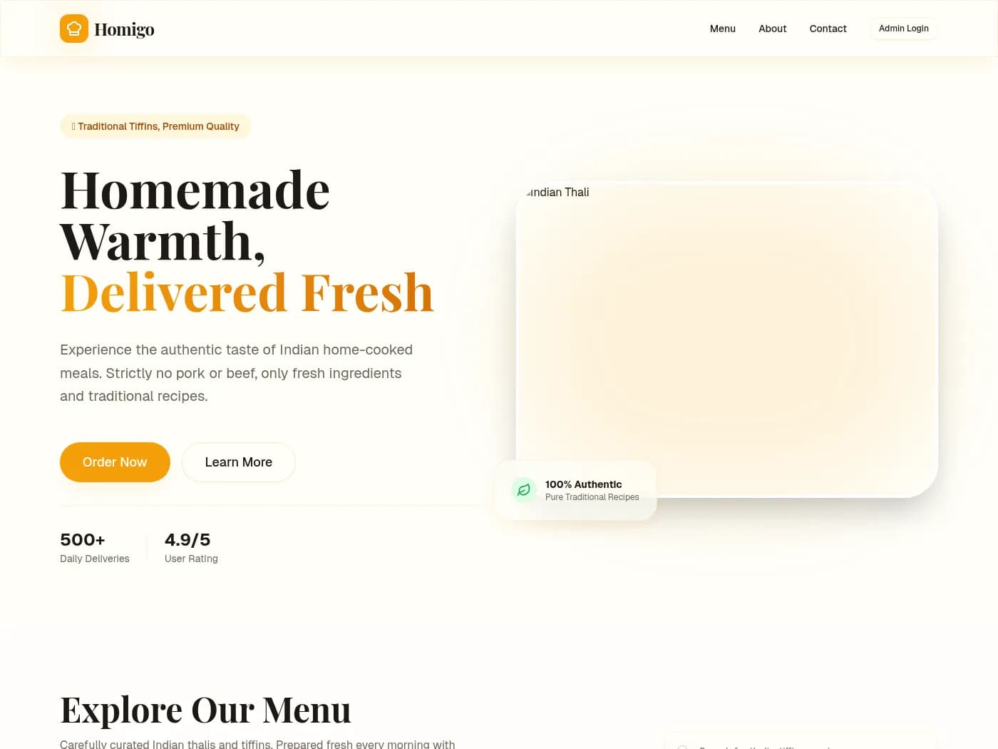 Homigo Landing Page