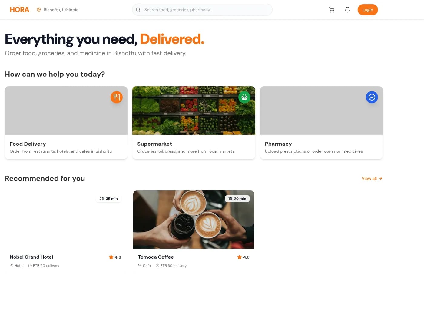 Hora Delivery Website