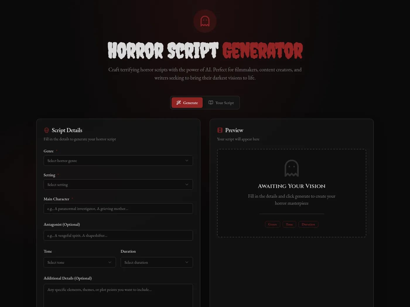 Horror Script Generator