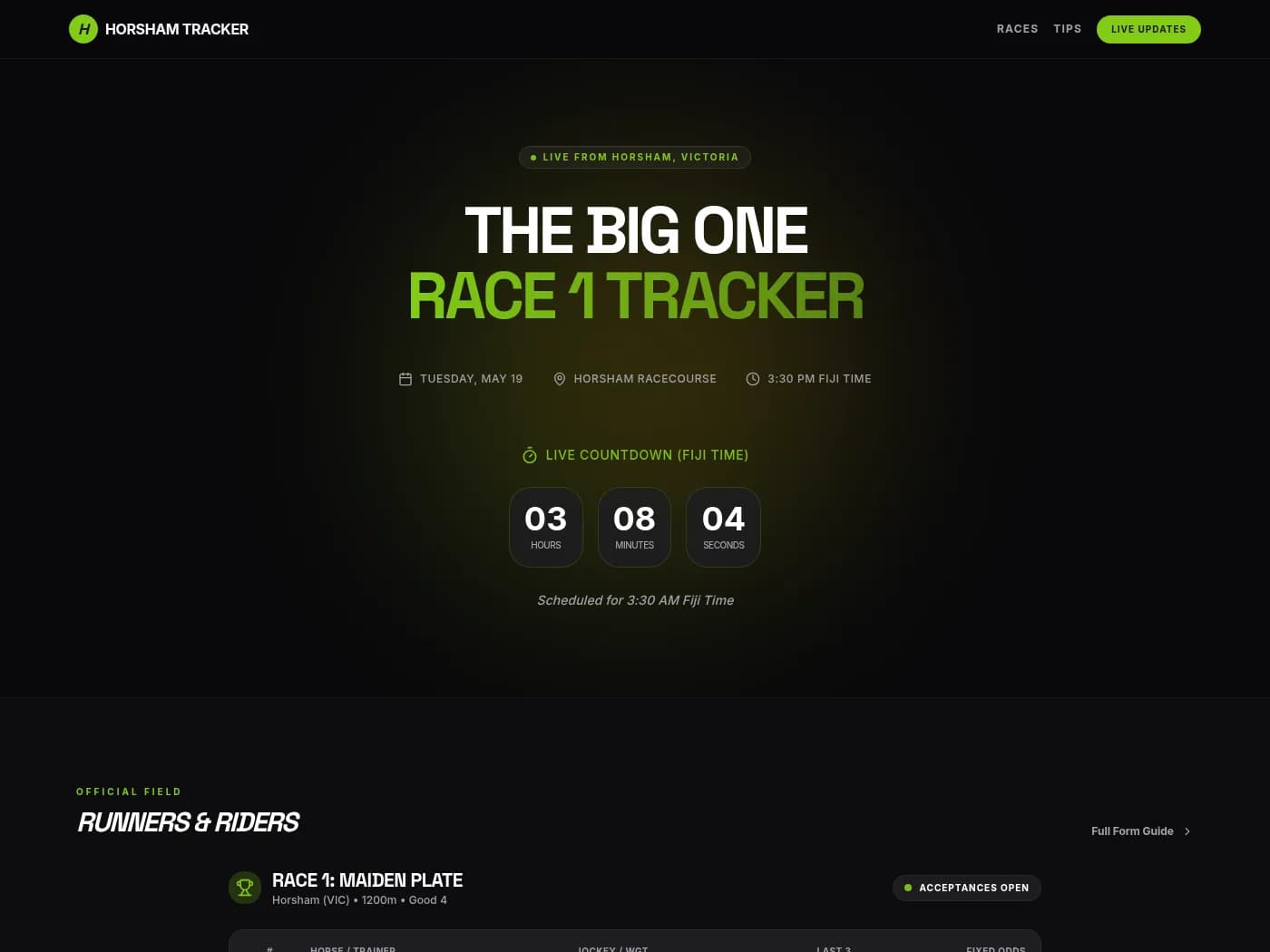 Horsham Race Live Tracker
