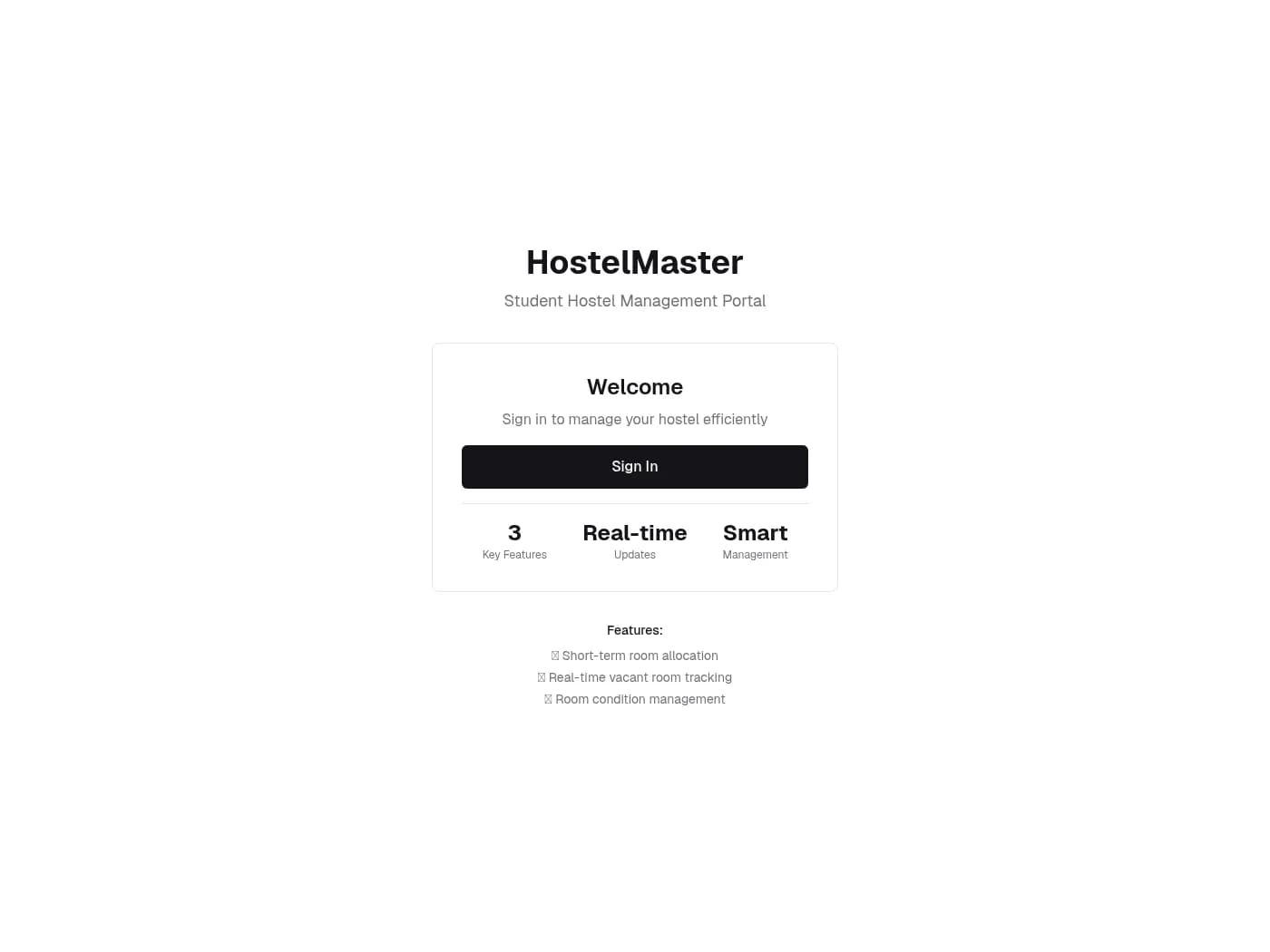 HostelMaster Web Portal
