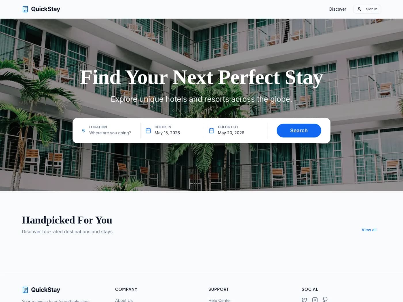 QuickStay Hotel Portal