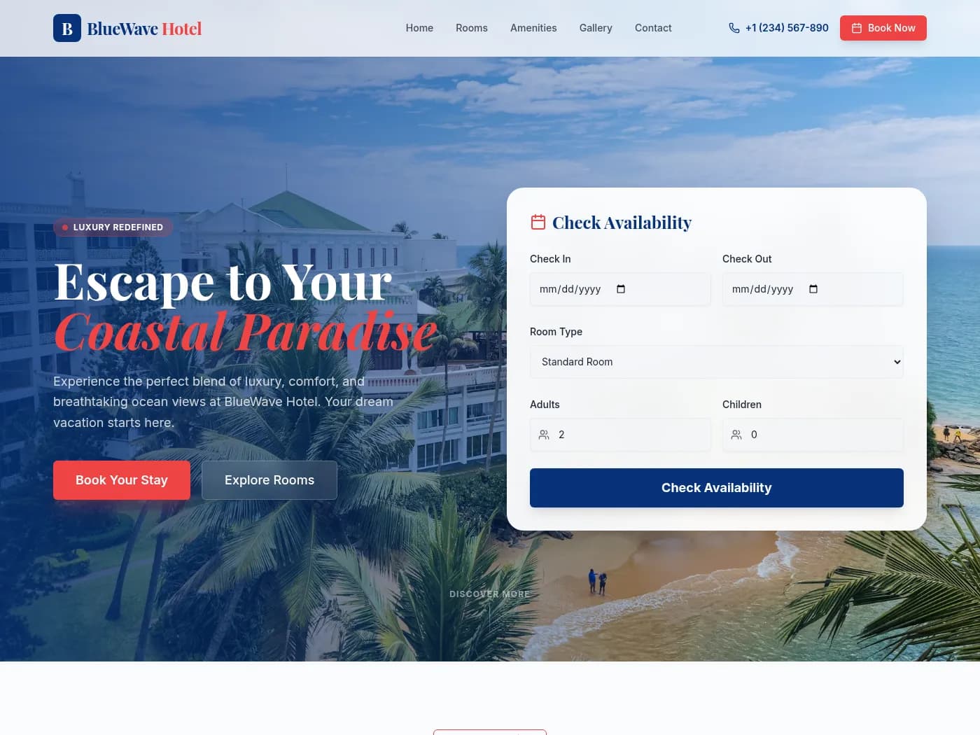 BlueWave Hotel Website