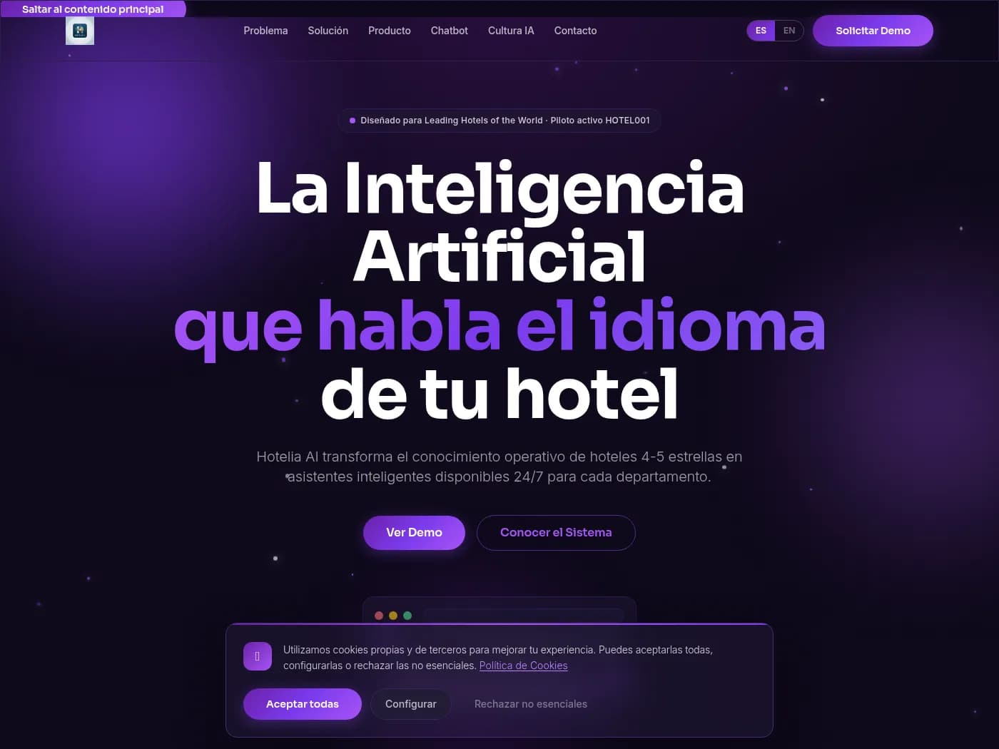 Hotelia AI Landing