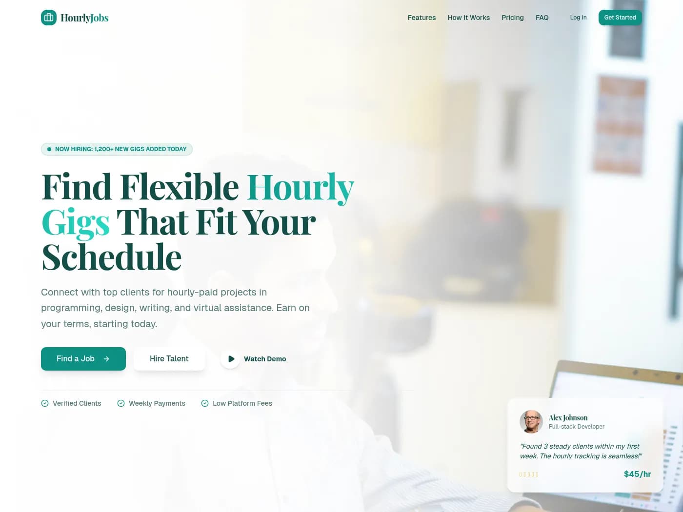Hourly Jobs Landing Page