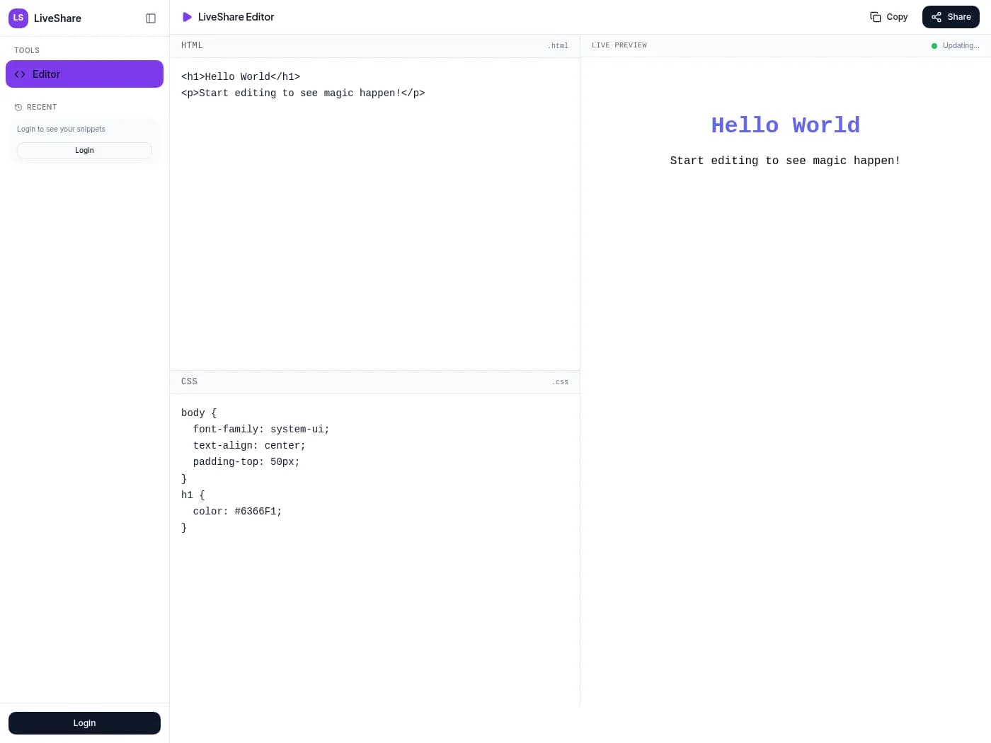 HTML CSS LiveShare