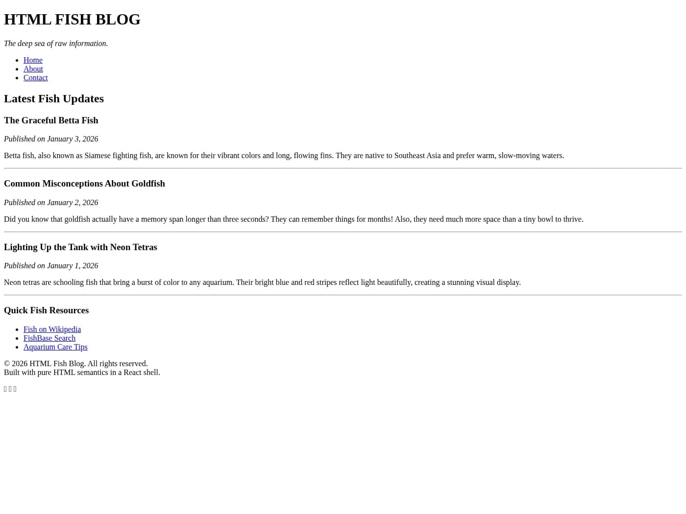 HTML Fish Blog