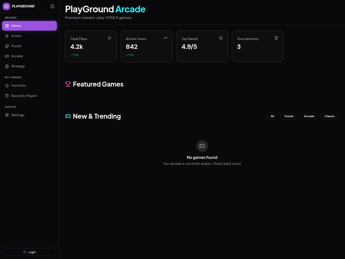 HTML Game Arcade