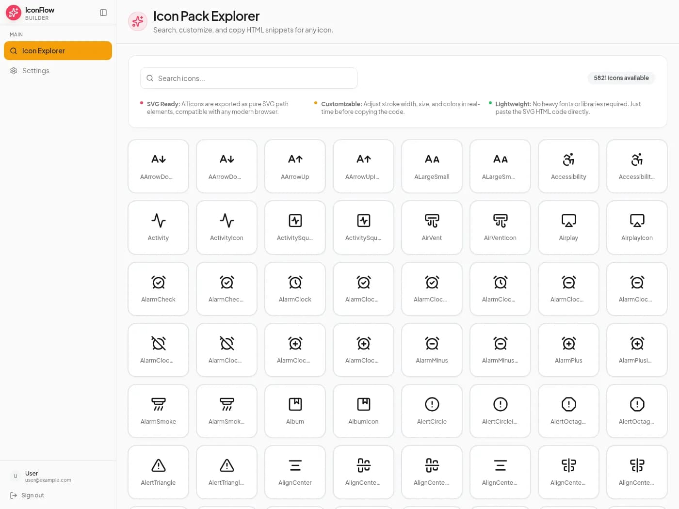 HTML IconPack Builder
