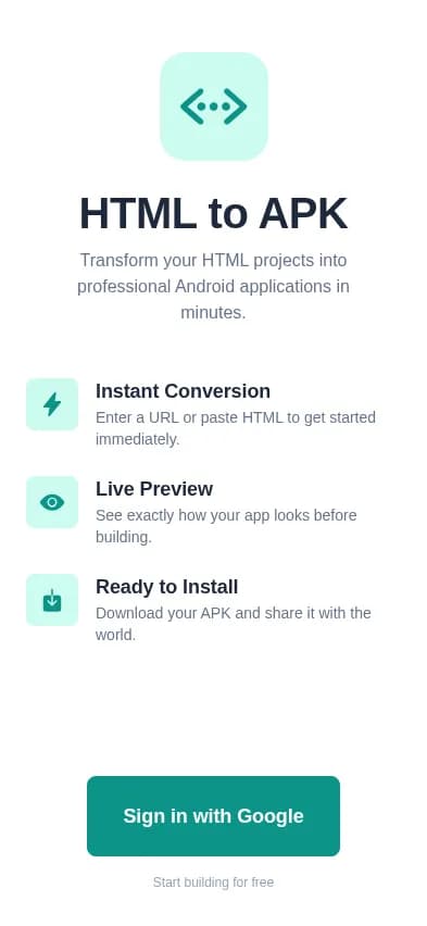 HTML to APK Converter
