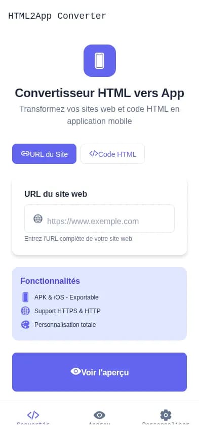 HTML2App Converter