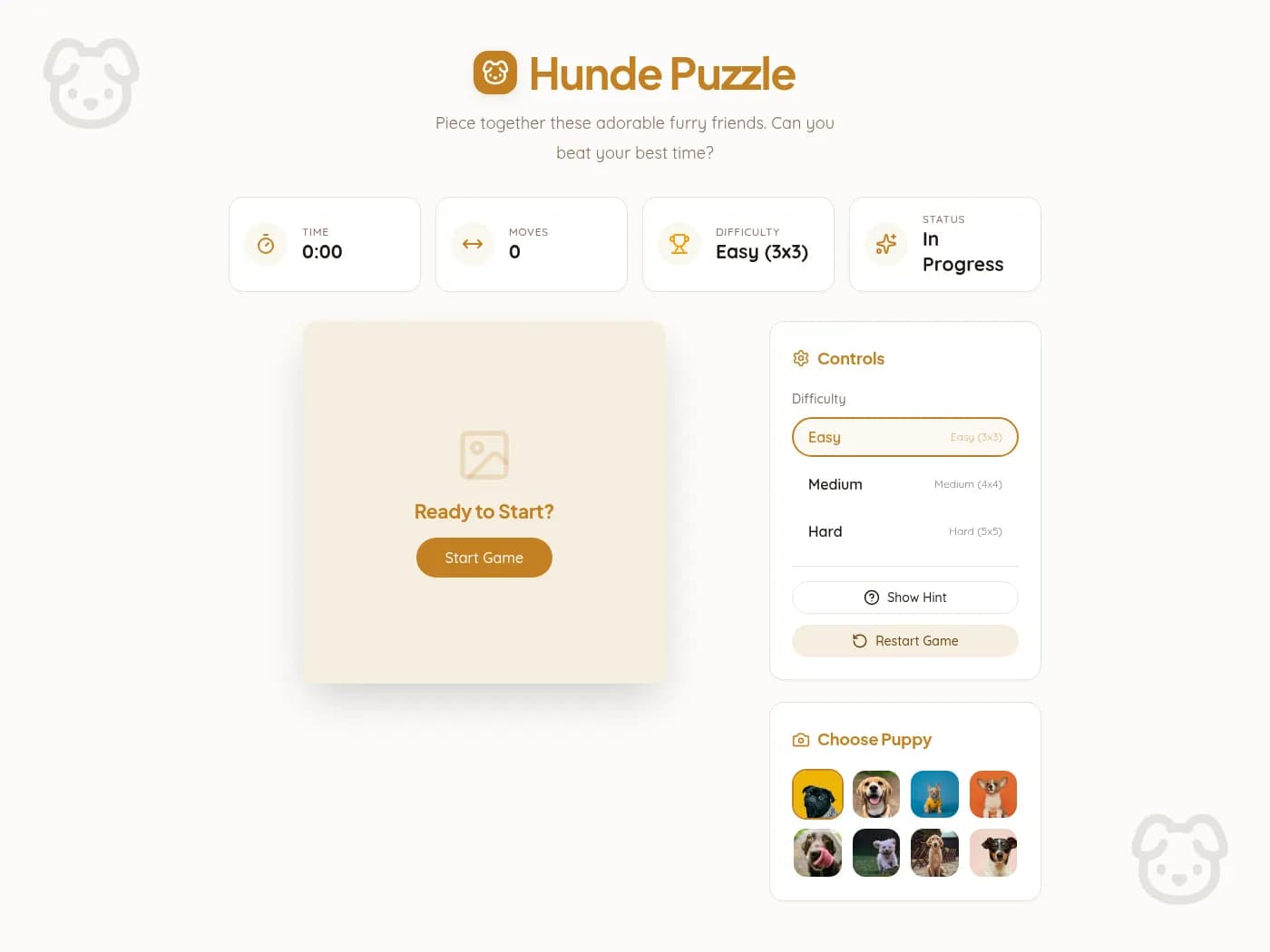Hunde Puzzle Game