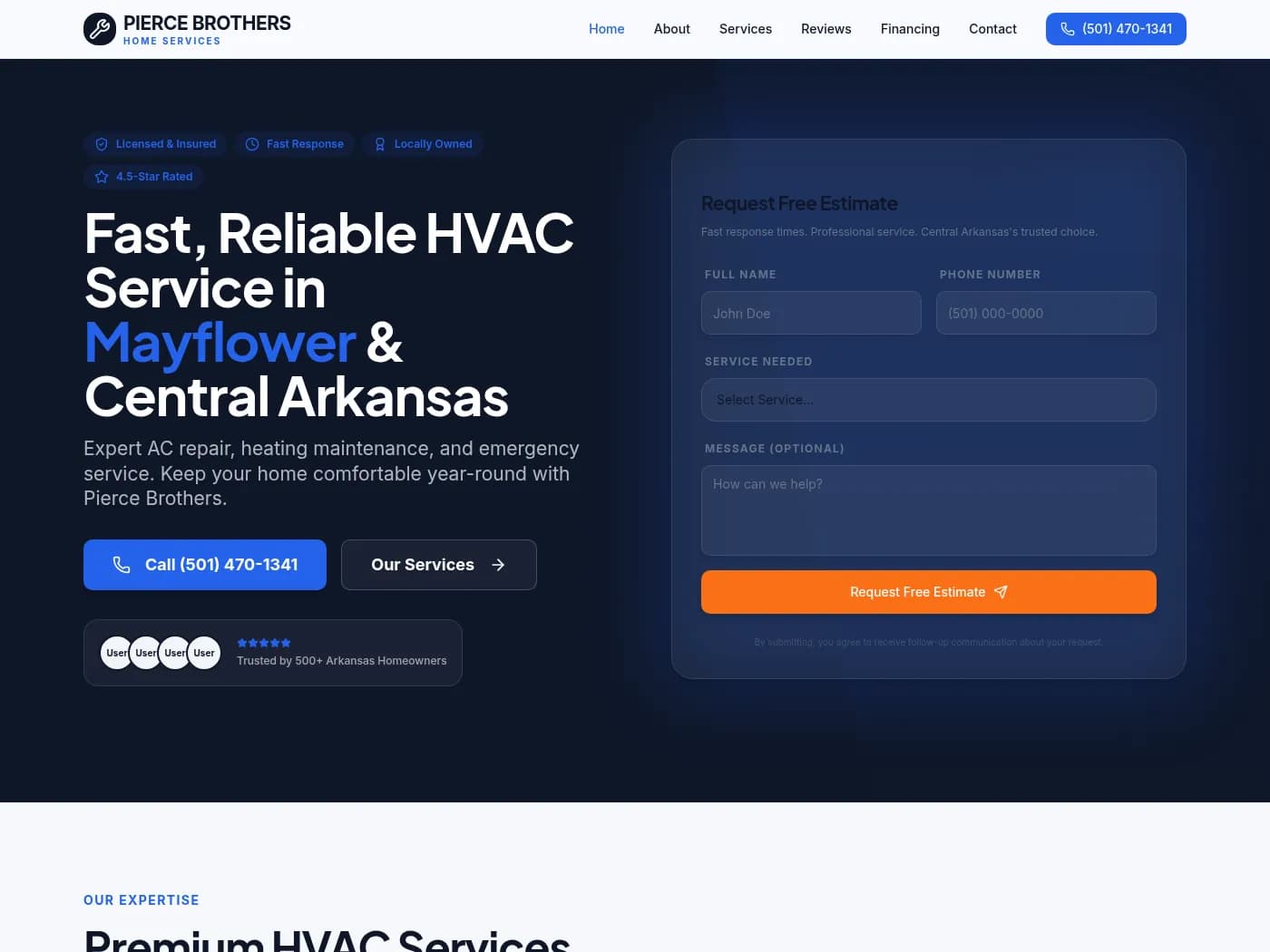 Pierce Brothers HVAC Site