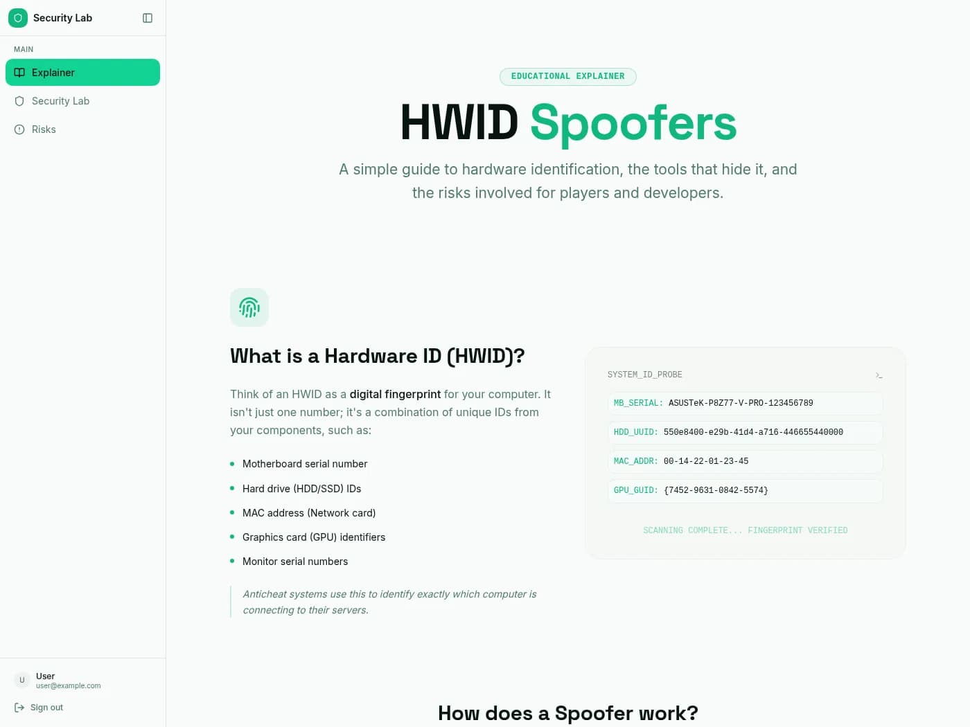 HWID Spoofer Explainer