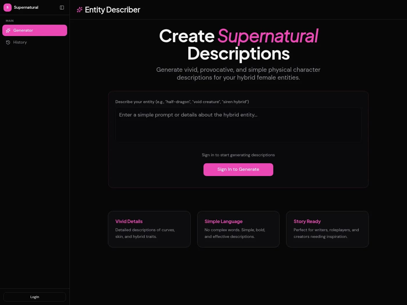 Supernatural Hybrid Body Describer