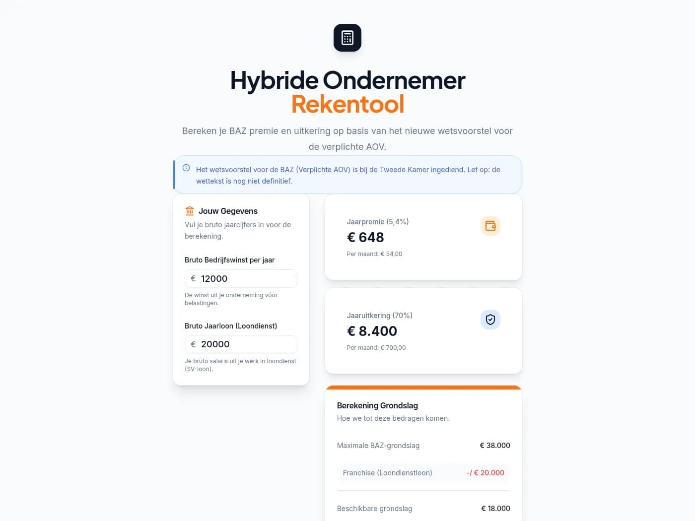 Hybride Ondernemer Rekentool