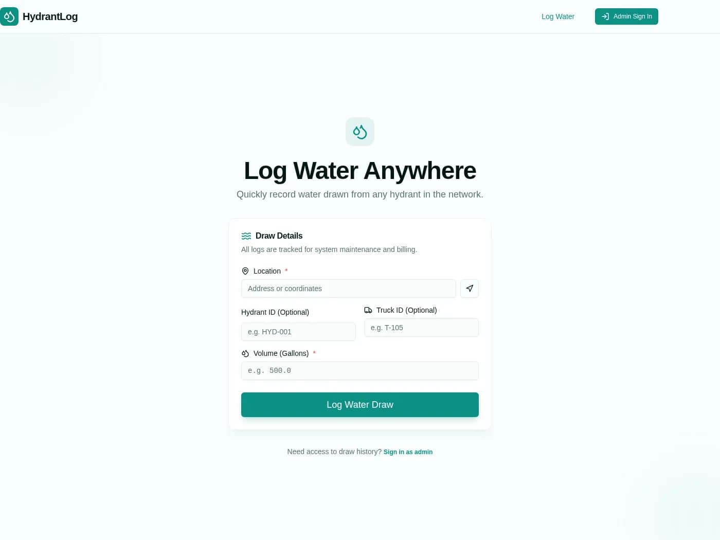 Hydrant Water Logger