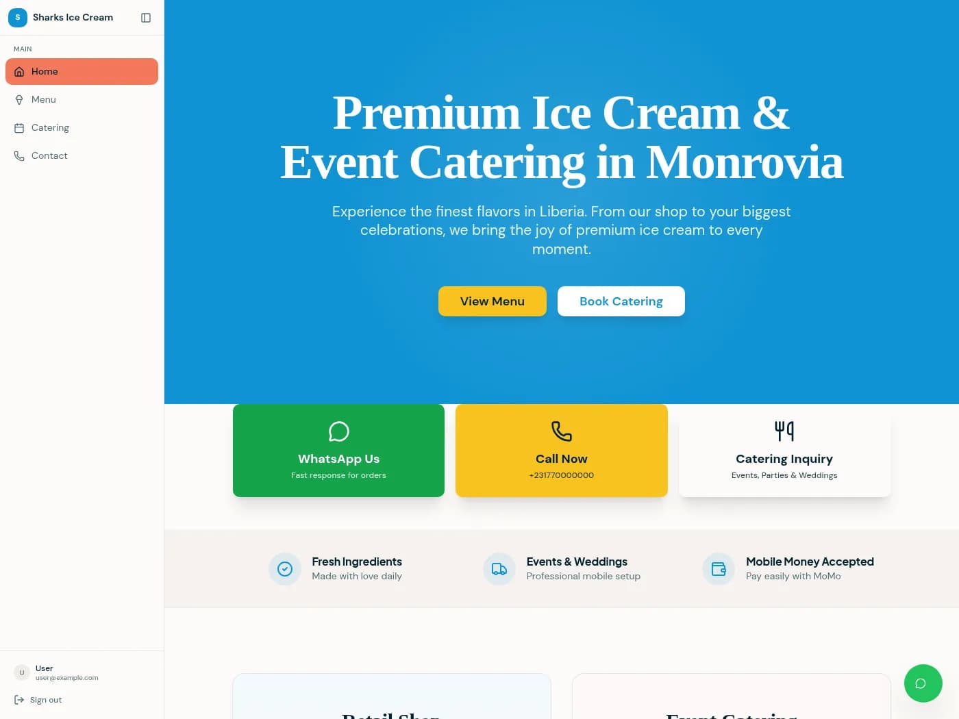 Sharks Ice Cream Leads Site