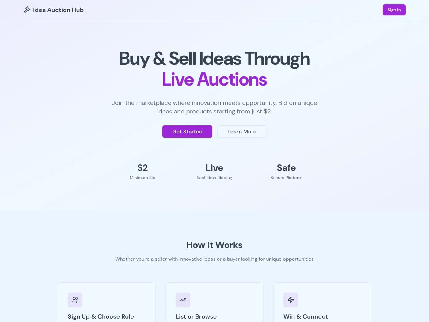 Idea Auction Hub