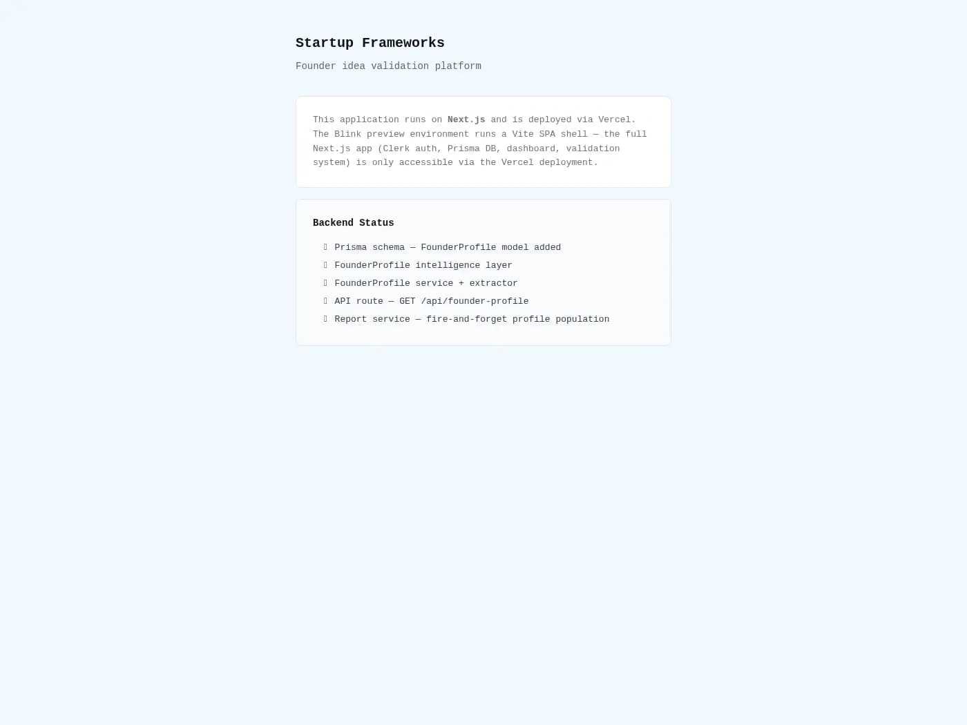 Startup Frameworks